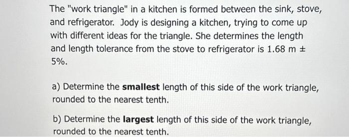 Solved The "work triangle" in a kitchen is formed between | Chegg.com