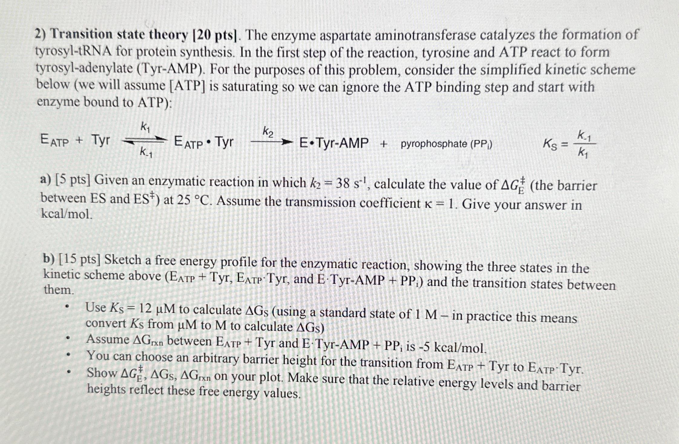 Solved Transition state theory 20pts. ﻿The enzyme aspartate | Chegg.com