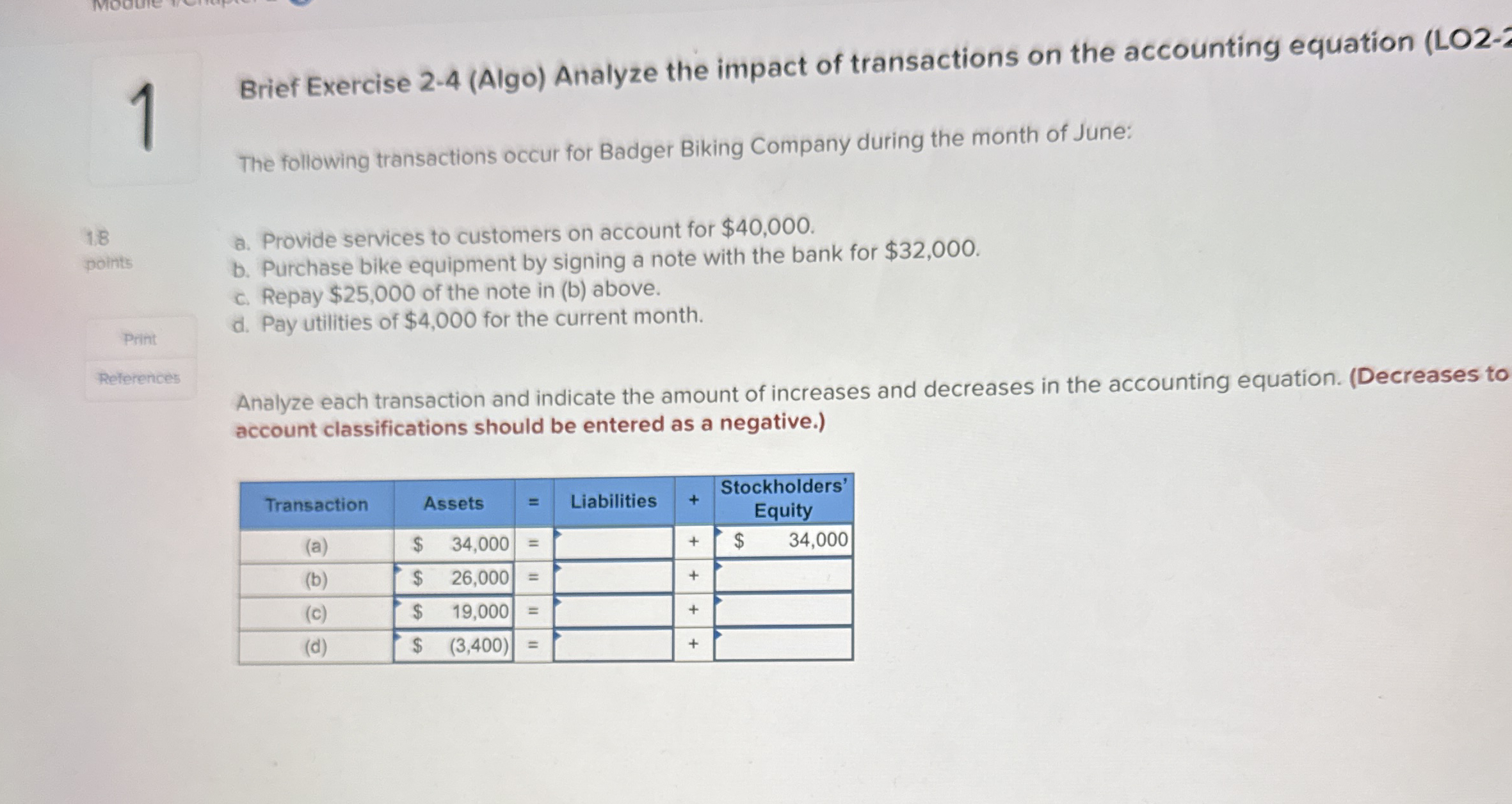 Solved Brief Exercise 2-4 (Algo) ﻿Analyze the impact of | Chegg.com