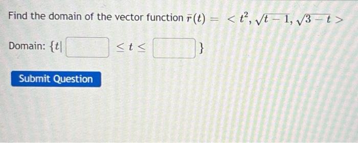 Solved Find the domain of the vector function | Chegg.com