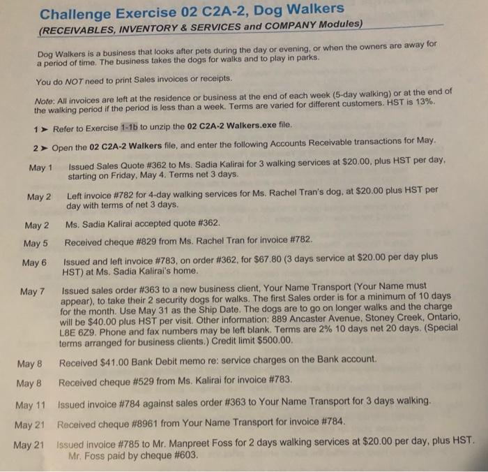 Solved Challenge Exercise 02 C2A-2, Dog Walkers | Chegg.com