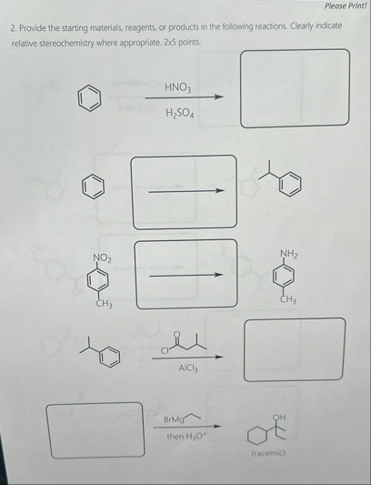 Solved 2. ﻿Provide the starting materials, reagents, or | Chegg.com