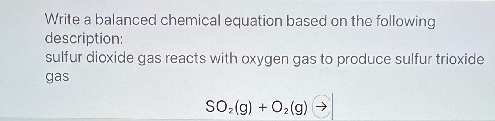 Solved Write A Balanced Chemical Equation Based On The