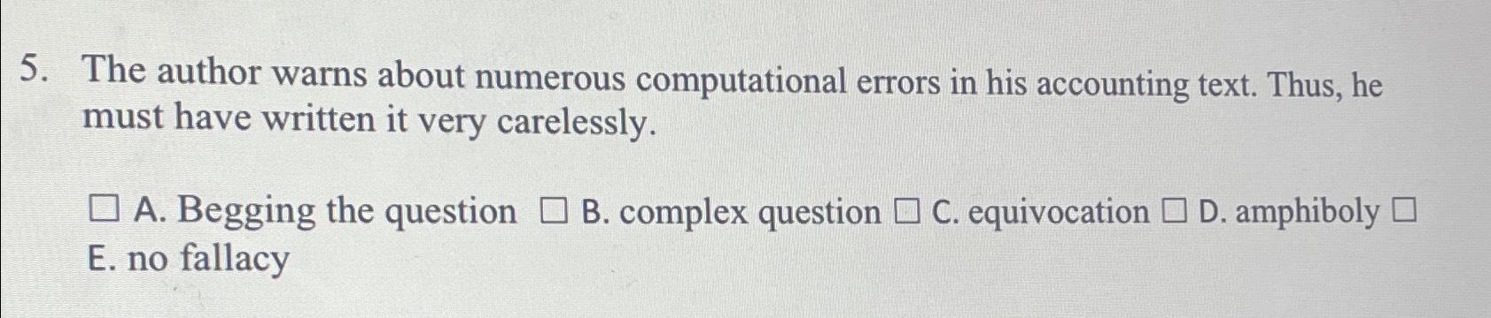 Solved The author warns about numerous computational errors | Chegg.com
