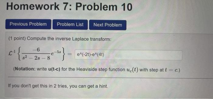 Solved Homework 7 Problem 10 Previous Problem Problem List 8405