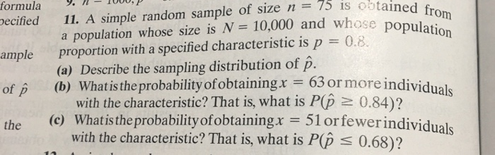 Solved - 1000, P formula Decified and whose population ample | Chegg.com