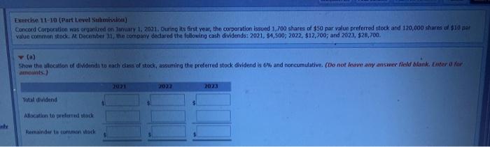 Solved Exercise 11-10 (Part Level Submission) Concord | Chegg.com