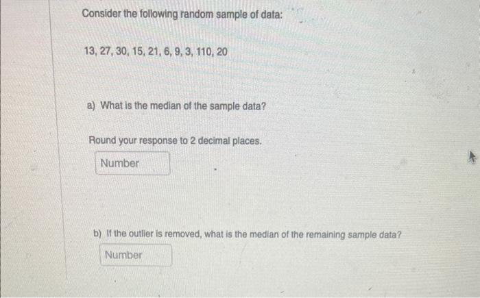 Solved Consider the following random sample of data: | Chegg.com