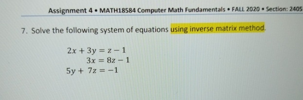 Solved Assignment 4* MATH18584 Computer Math Fundamentals | Chegg.com Solved Assignment 4* MATH18584 Computer Math Fundamentals | Chegg.com