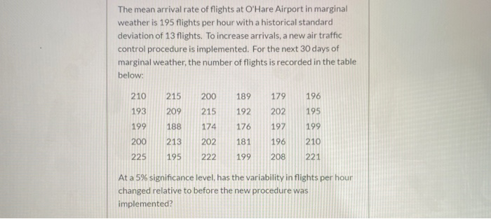 Solved The mean arrival rate of flights at O'Hare Airport in | Chegg.com