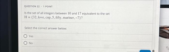 Solved Is the set of all integers between 10 and 17 | Chegg.com