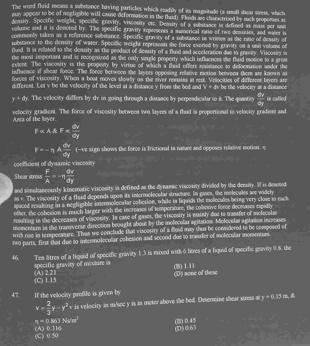 Solved The word fluid means a substance having particles | Chegg.com