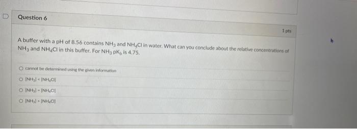 Solved A buffer with a pH of 8.56 contains NH3 and NH4Cl in | Chegg.com