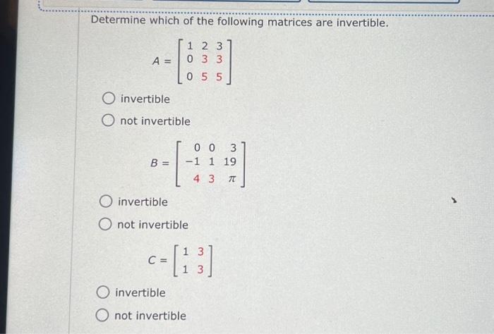 Solved Determine which of the following matrices are | Chegg.com