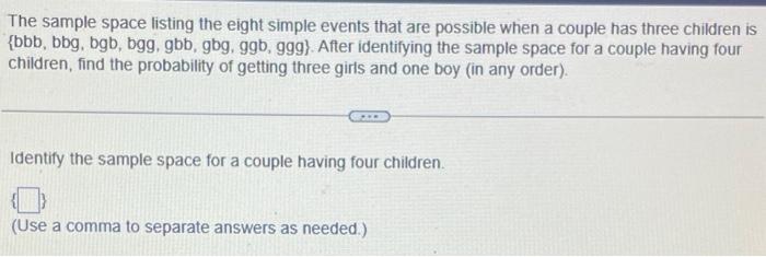 Solved The sample space listing the eight simple events that | Chegg.com