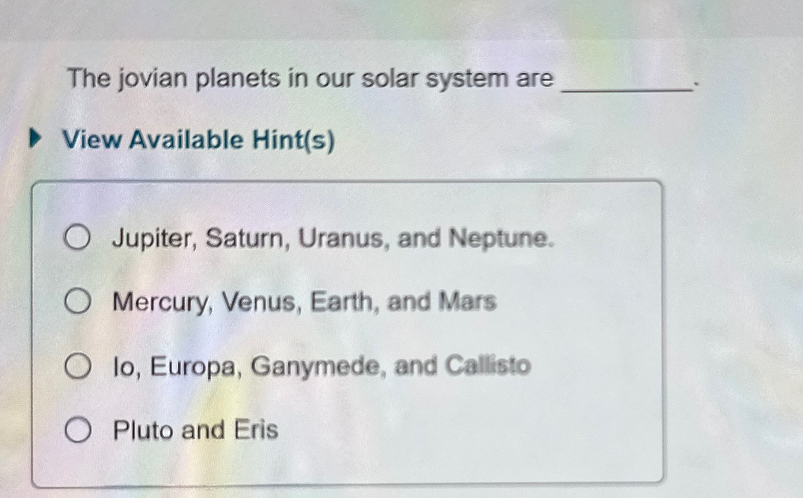 Solved The jovian planets in our solar system are q,Jupiter, | Chegg.com