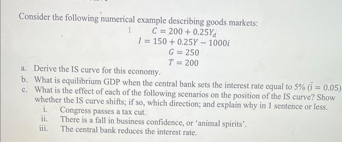 Solved Consider the following numerical example describing | Chegg.com