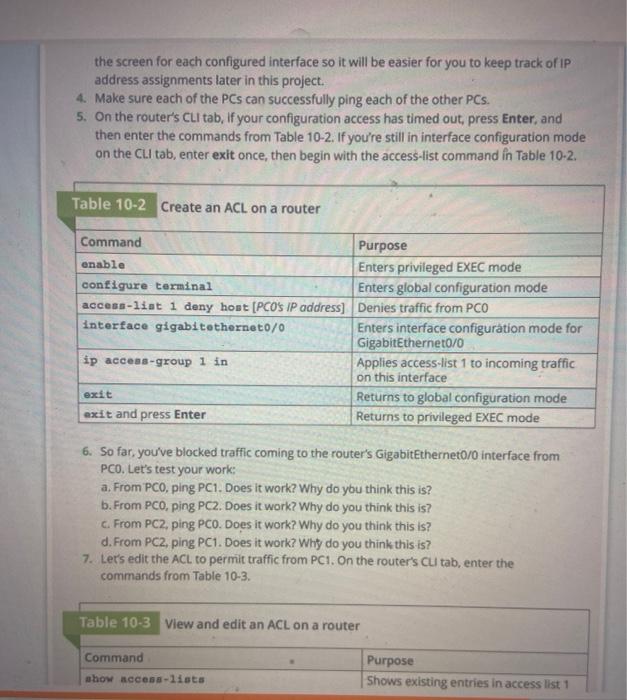 Solved Project 10-3: Configure ACLs in Packet Tracer In this | Chegg.com