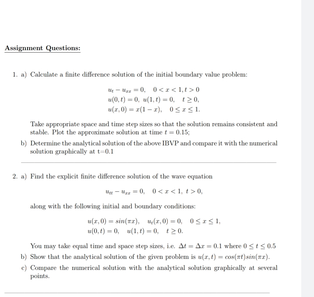 Solved Assignment Questions:a) ﻿Calculate a finite | Chegg.com