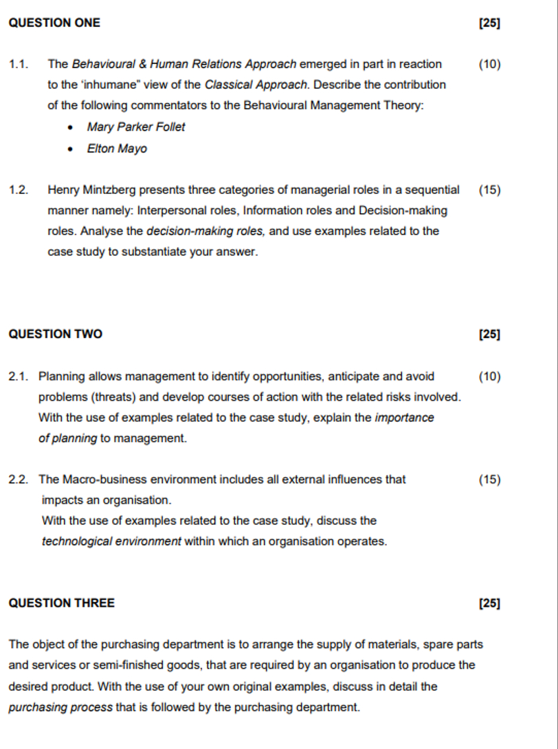 Solved 1.1. ﻿The Behavioural & Human Relations Approach | Chegg.com