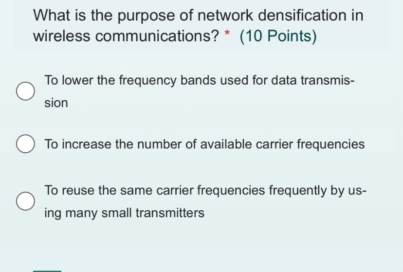 Solved What is the purpose of network densification in | Chegg.com