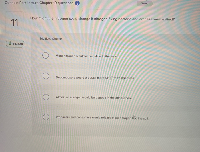 Solved Connect Post-lecture Chapter 19 questions Saved How | Chegg.com