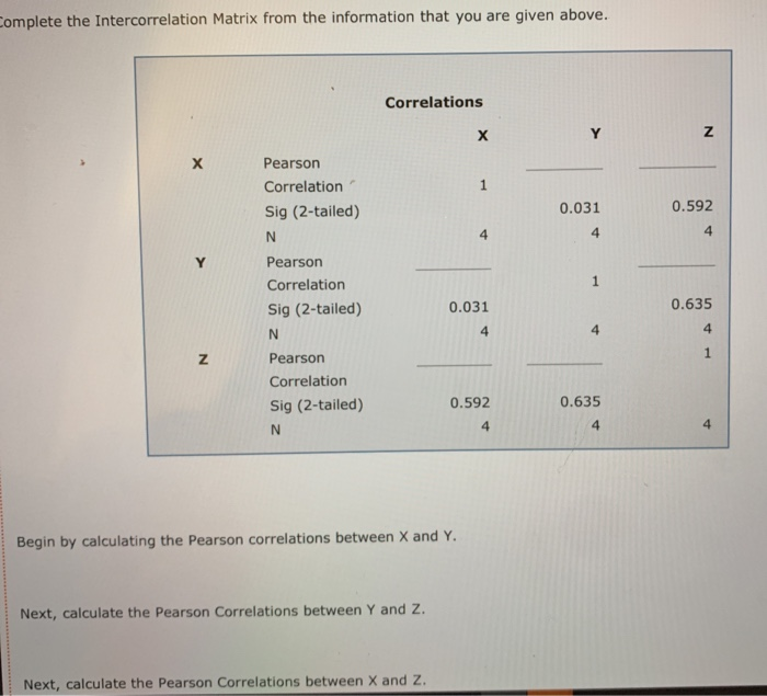 Solved Consider A Data Set Consisting Of Values For Three