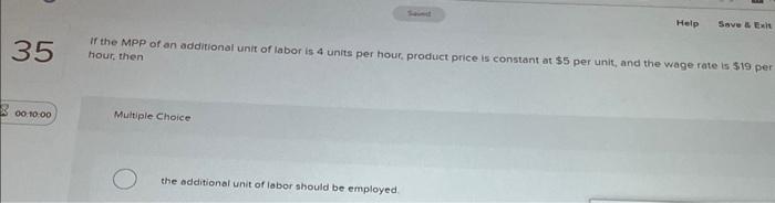 Solved If the MPP of an additional unit of labor is 4 units | Chegg.com