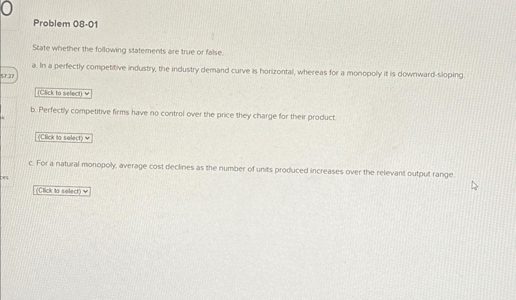 Solved Problem 08-01State whether the following statements | Chegg.com