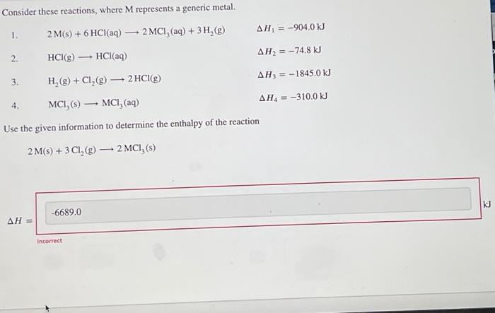 Solved Consider these reactions, where M represents a | Chegg.com