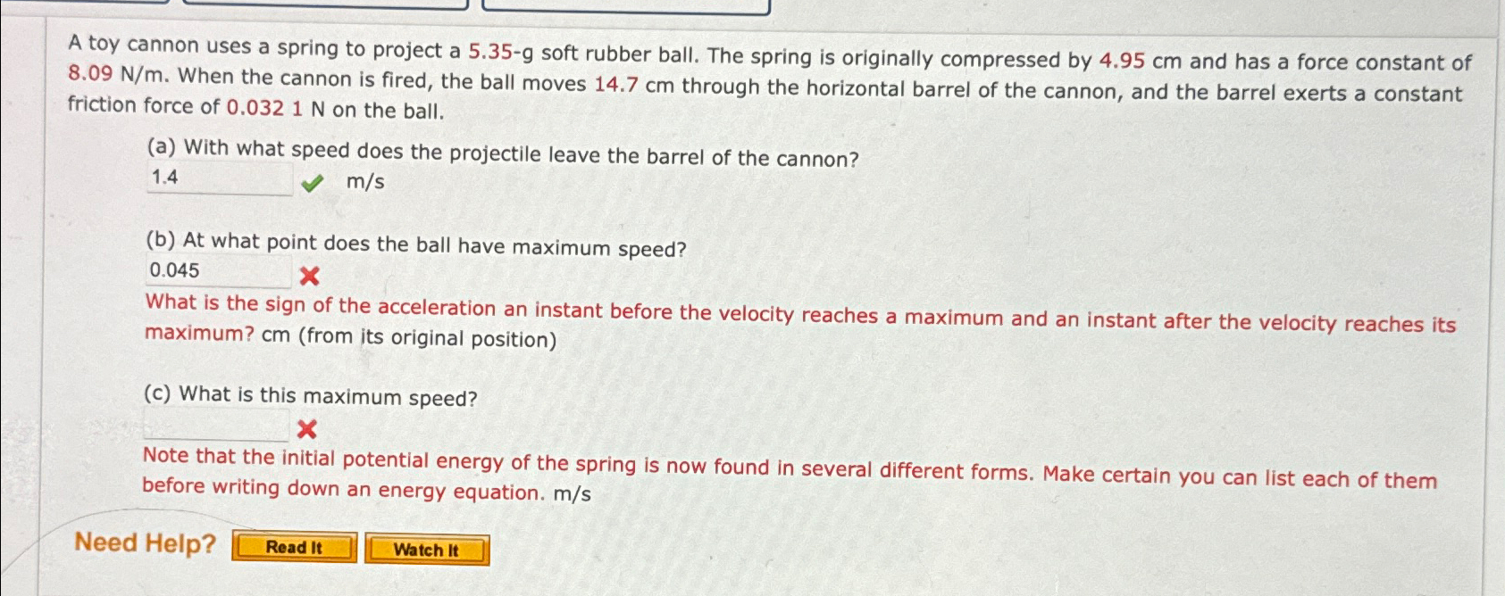 Solved A toy cannon uses a spring to project a 5.35g ﻿soft | Chegg.com