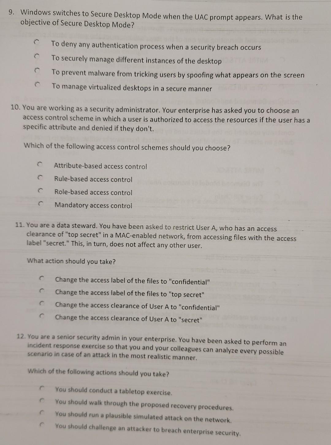 Solved 9. Windows switches to Secure Desktop Mode when the | Chegg.com