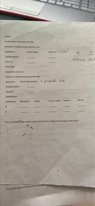 LIPIDS Brown Paper and Sudan IV Tests Solution | Chegg.com