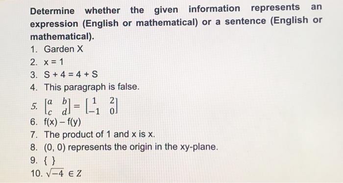 Solved State whether or not the following are mathematical | Chegg.com
