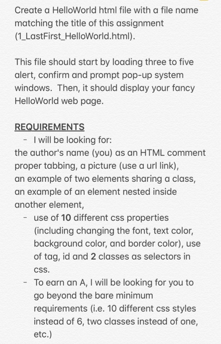 Solved Create a HelloWorld html file with a file name | Chegg.com