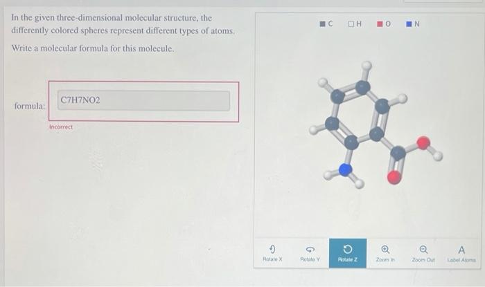 Solved HC DH 10 In the given three-dimensional molecular | Chegg.com