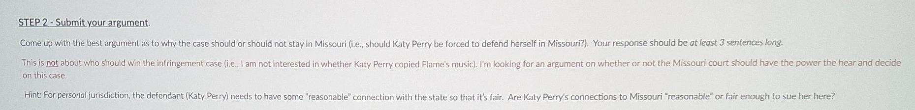 Solved STEP 2 - ﻿Submit your argument.Come up with the best | Chegg.com