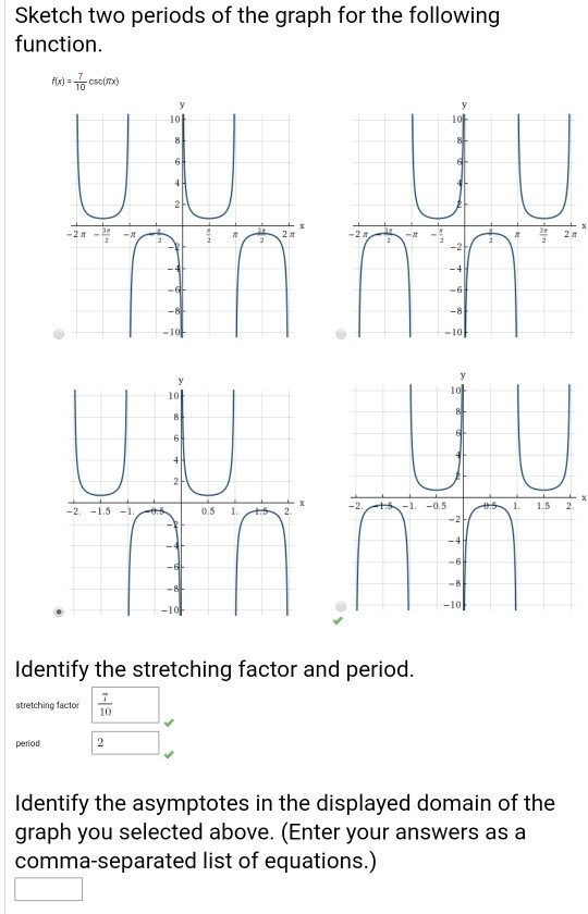 Sketch two periods of the graph for the following | Chegg.com