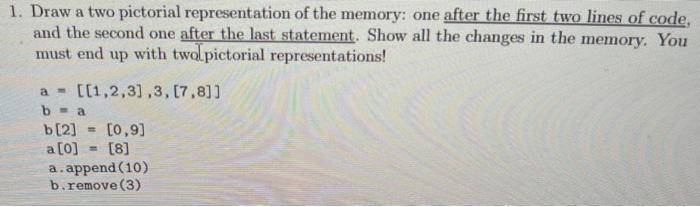 Solved 1. Draw a two pictorial representation of the memory: | Chegg.com