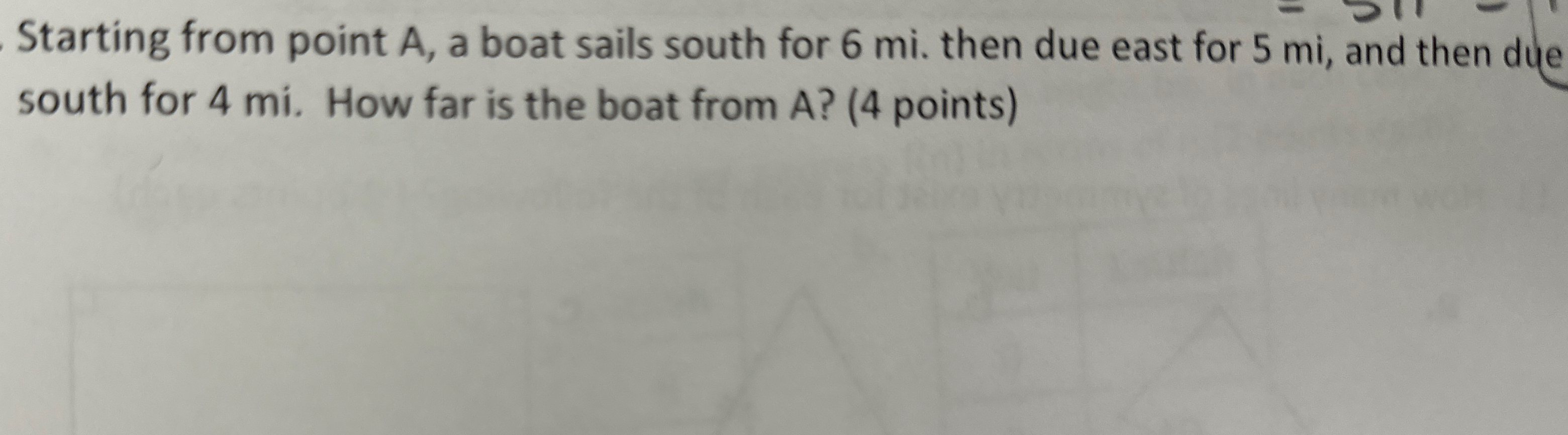 Solved Starting from point A, ﻿a boat sails south for 6mi. | Chegg.com