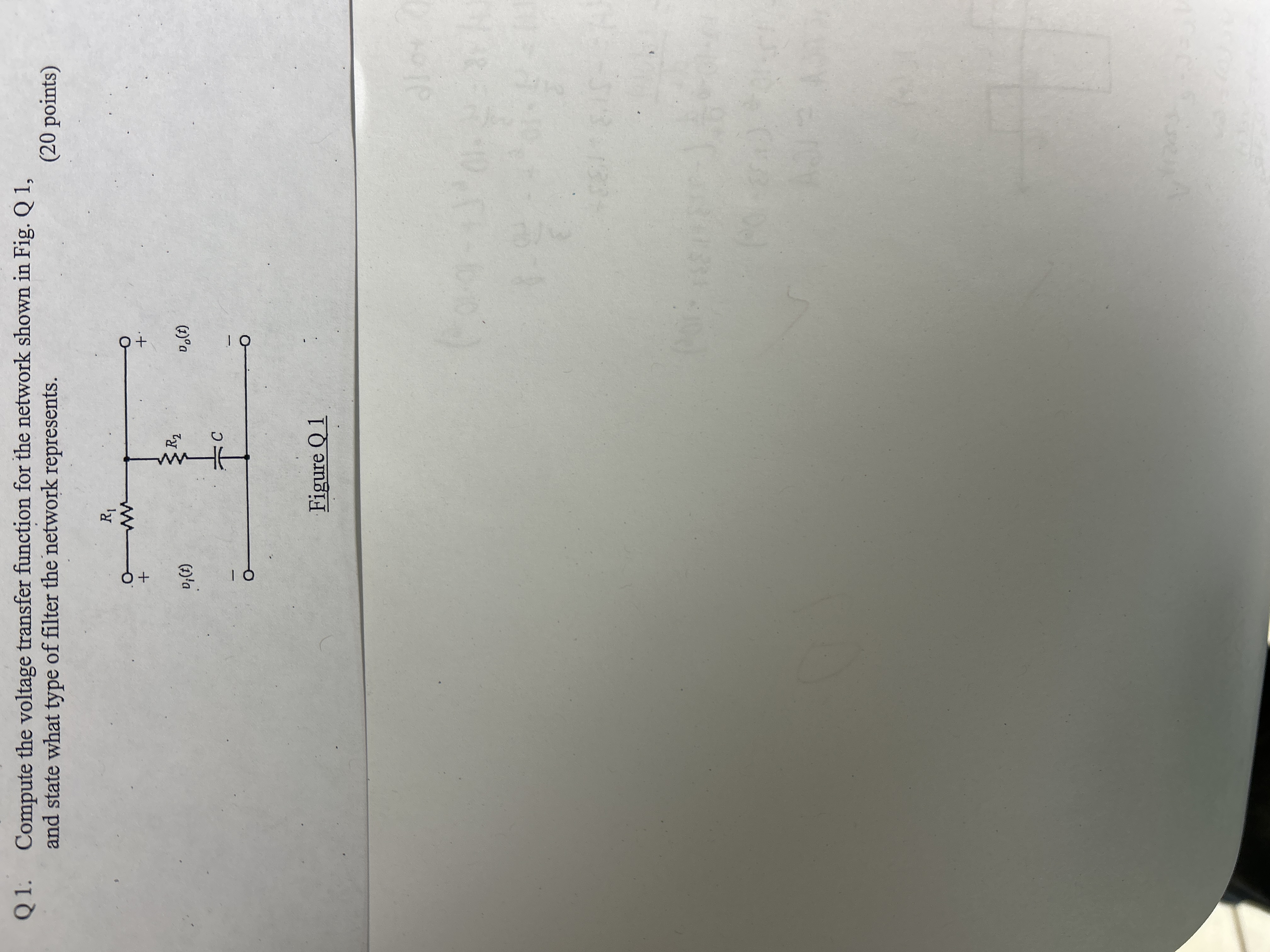 Solved Q 1. ﻿Compute the voltage transfer function for the | Chegg.com