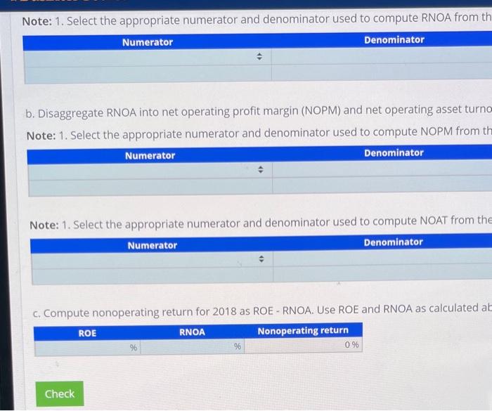 [Solved]: Compute, Disaggregate, and Interpret ROE and RNOA