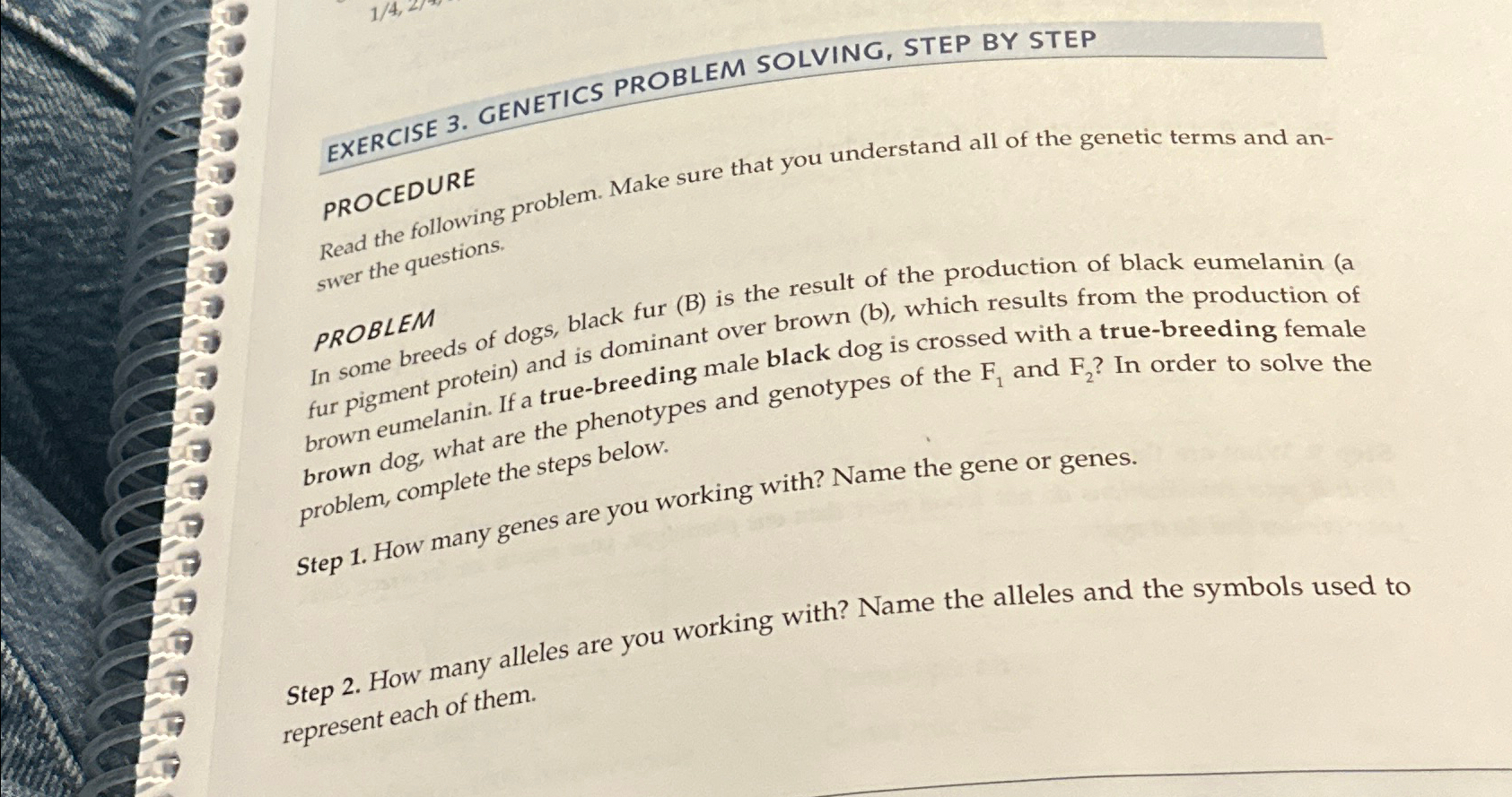 Solved EXERCISE 3. ﻿GENETICS PROBLEM SOLVING, STEP BY | Chegg.com