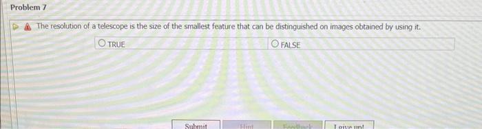 Solved Problem 7 A The resolution of a telescope is the size | Chegg.com