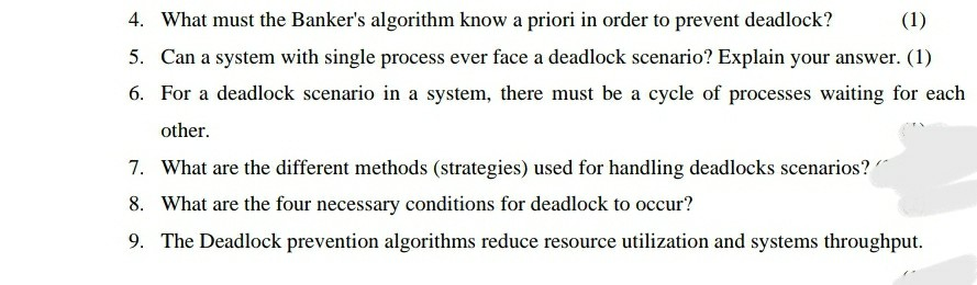 Solved 4. What must the Banker's algorithm know a priori in | Chegg.com