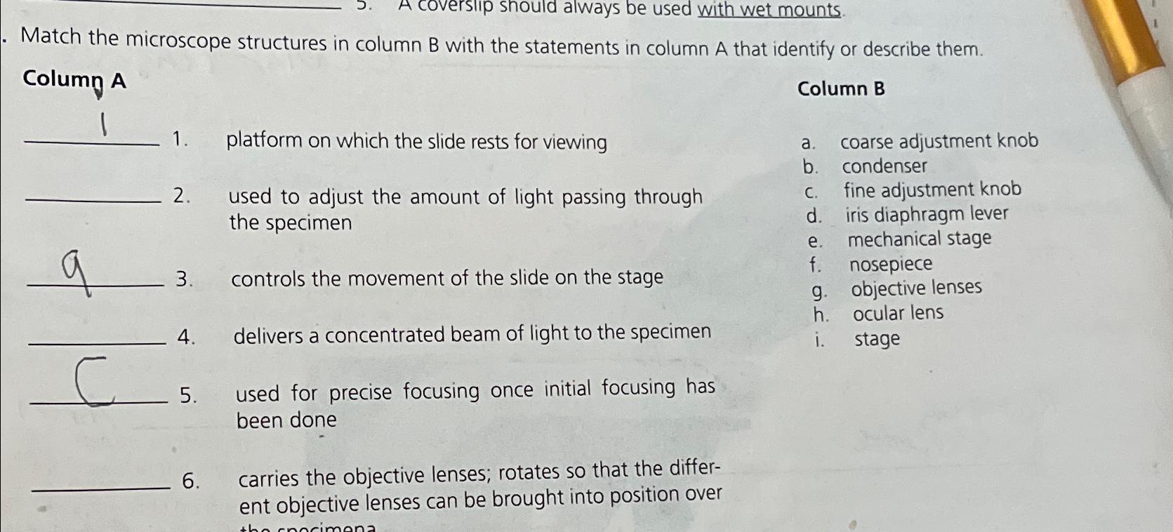 Solved A coversilip should always be used with wet | Chegg.com