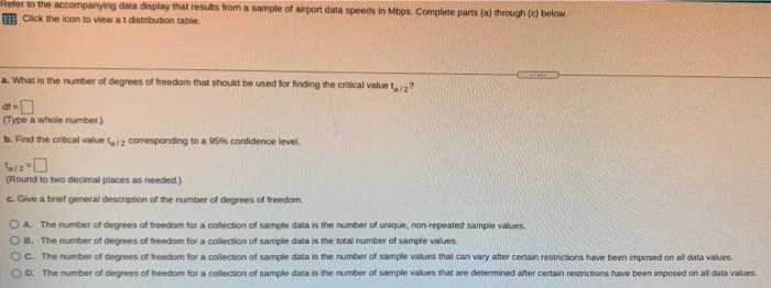 Solved Hefer to the accompanying data display that results | Chegg.com