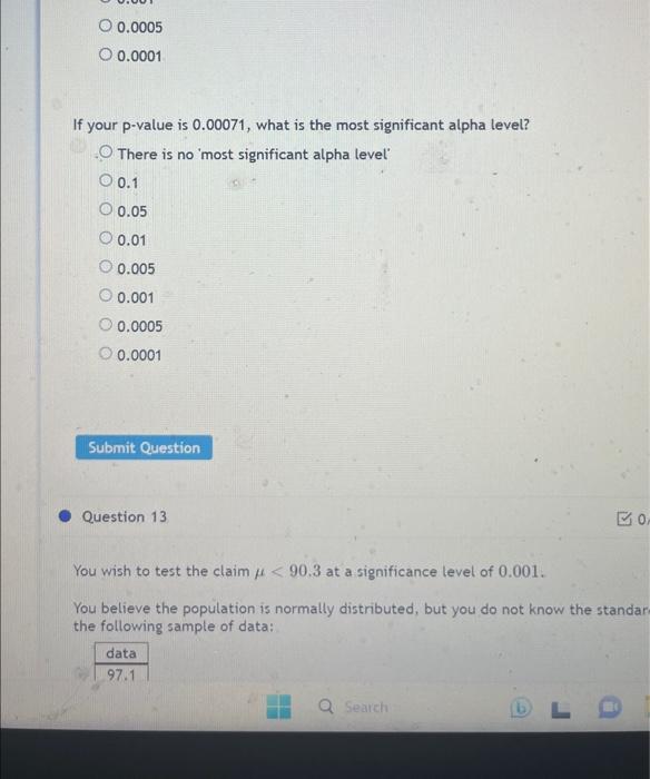 Solved If your p-value is 0.0034 , what is the most | Chegg.com