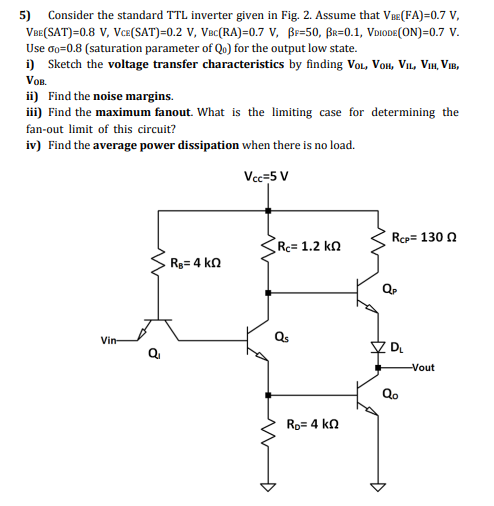 Solved Consider the standard TTL inverter given in Fig. 2. | Chegg.com