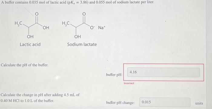 Solved A buffer contains 0.035 mol of lactic acid (pKa=3.86) | Chegg.com